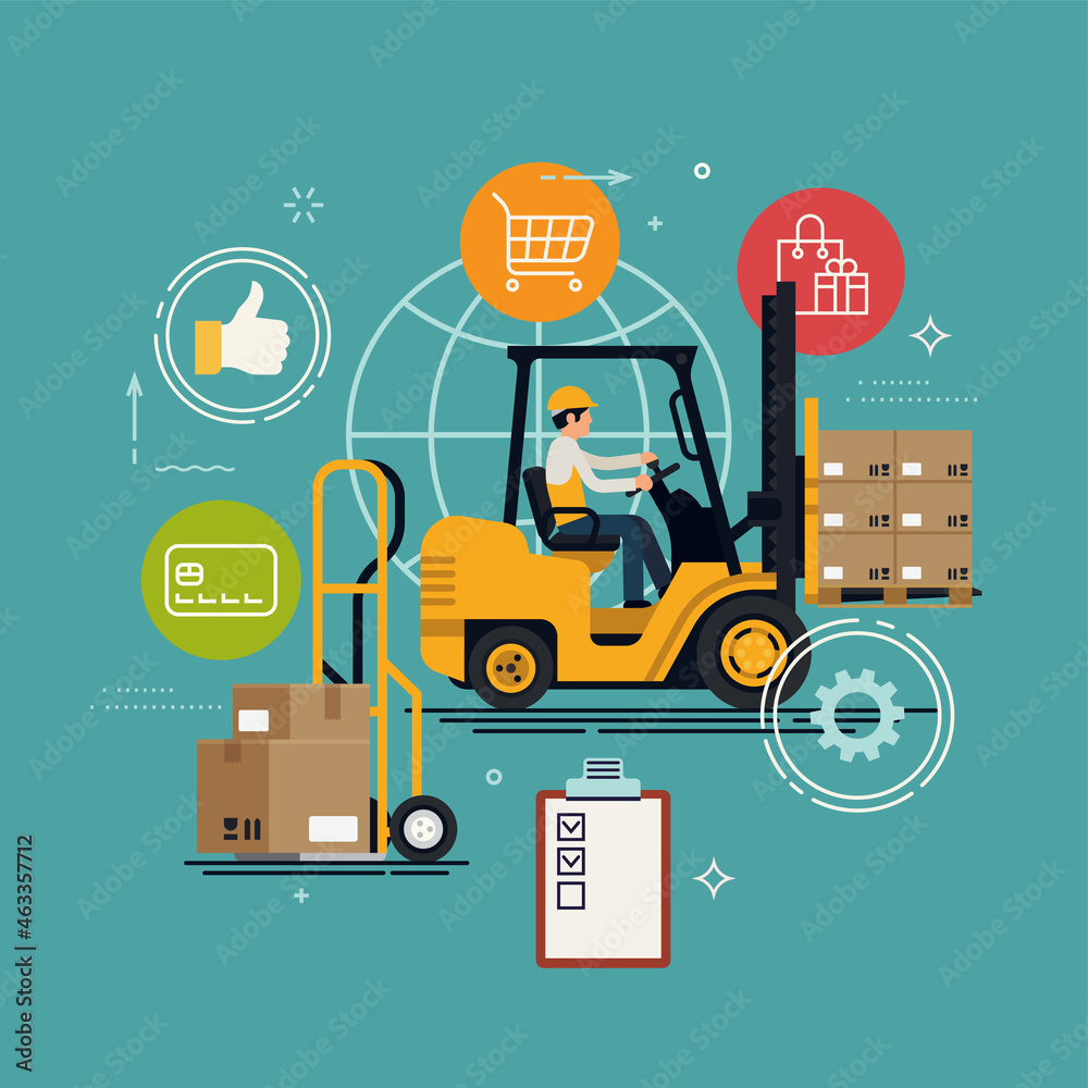 Logistics, storage and delivery service vector concept illustration ...