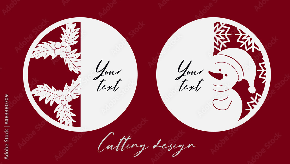 Christmas round gift tags blank place for your text. Cutting file ...