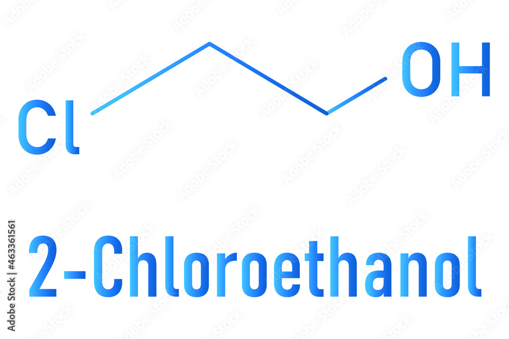 Ethylene chlorohydrin or 2-Chloroethanol molecule. Side product formed ...