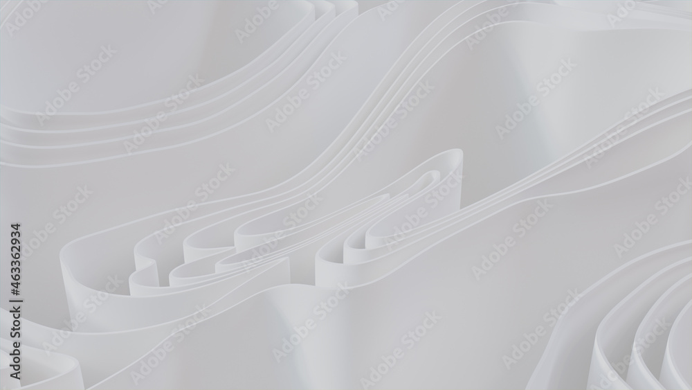 White 3D Ribbons ripple to make a Light abstract background. 3D Render ...