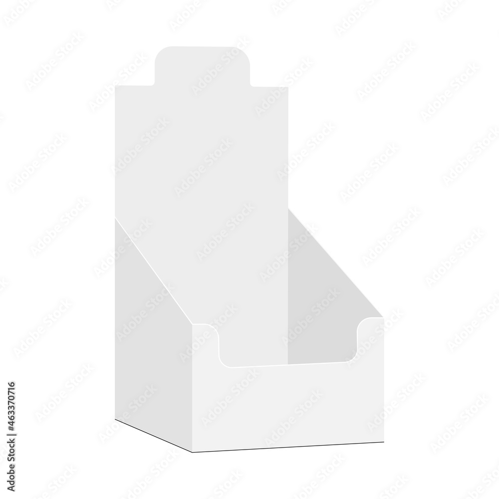 Empty Counter Display Box Mockup, Isolated on White Background, Side ...