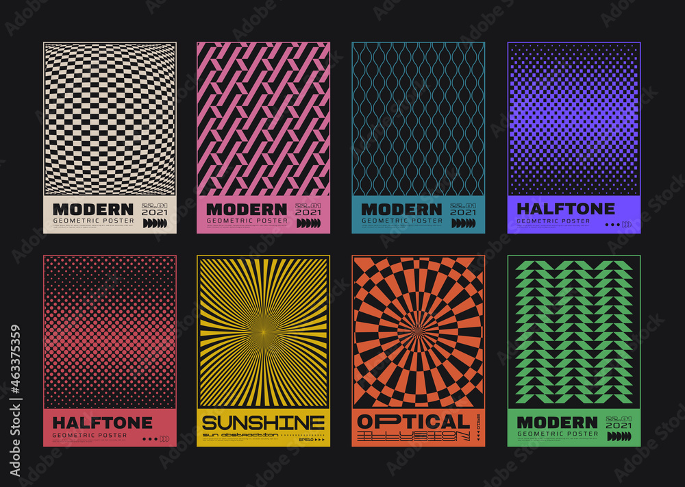 Set of Swiss Design Abstract Posters. Geometric Pattern Vector Design ...