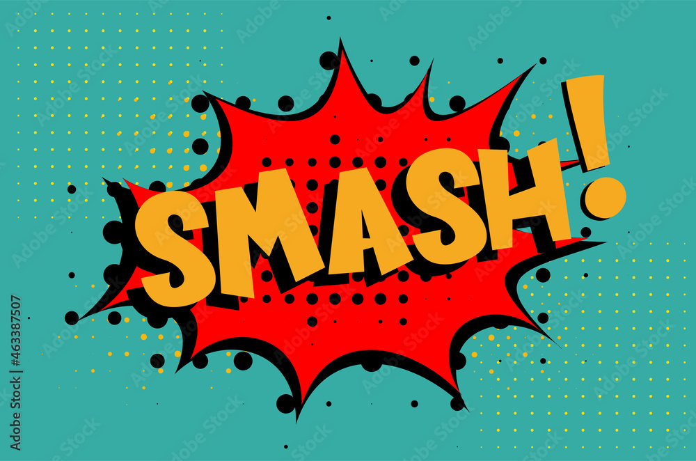 Smash Comic lettering Vector cartoon illustration in retro pop art ...
