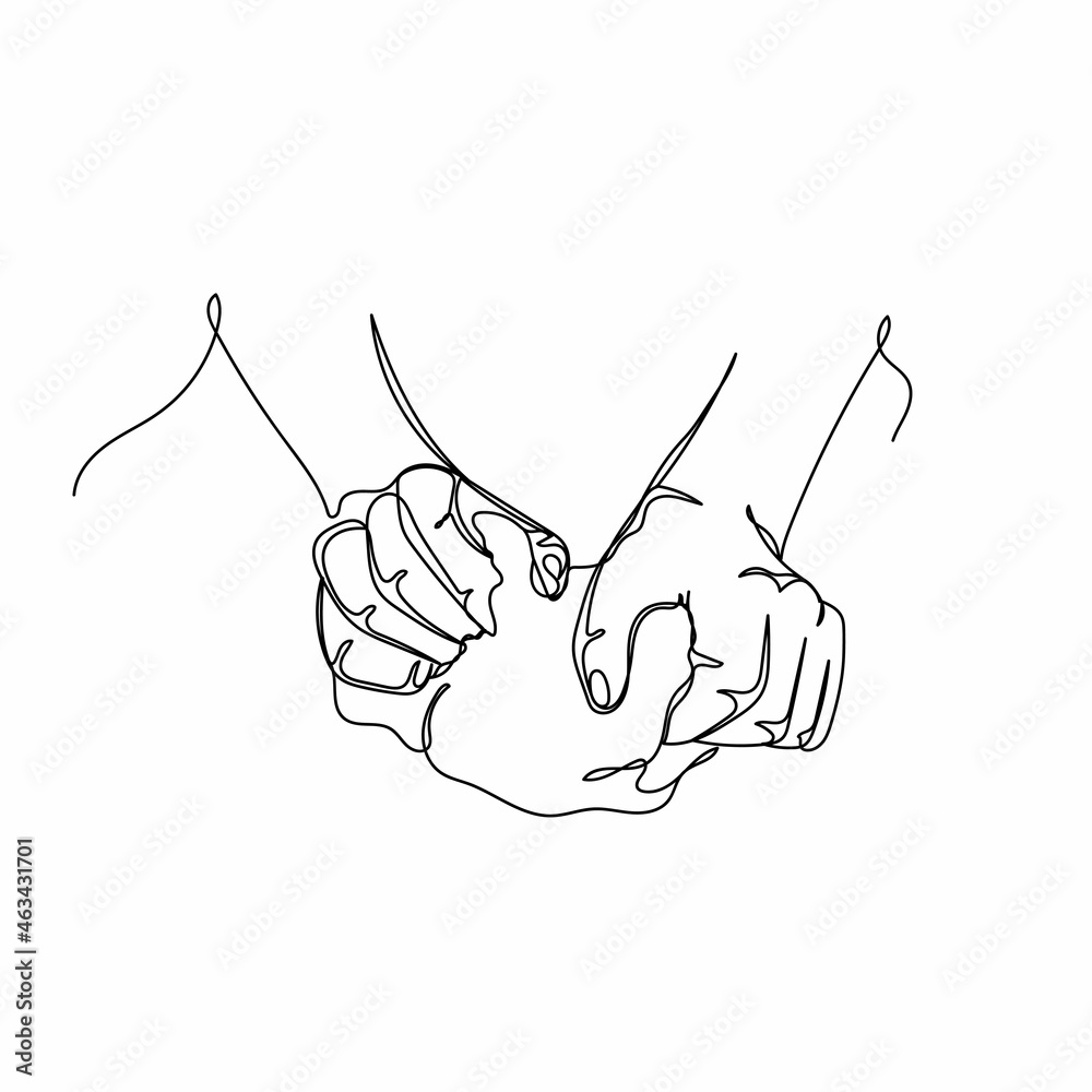 Continuous one single line drawing of hands making dough in silhouette ...