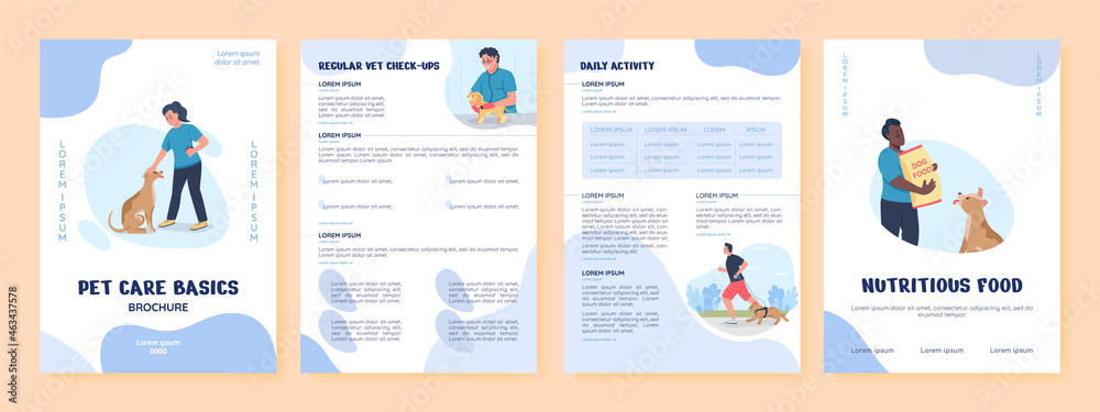 Pet care basics flat vector brochure template. Flyer, booklet ...