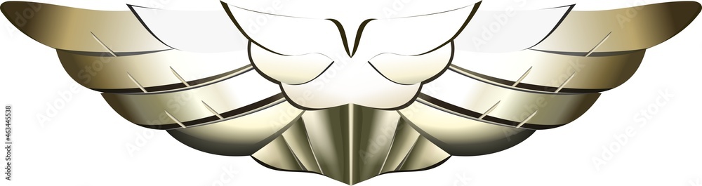 Bronze metal wings on a white background. Vector image. Stock Vector ...