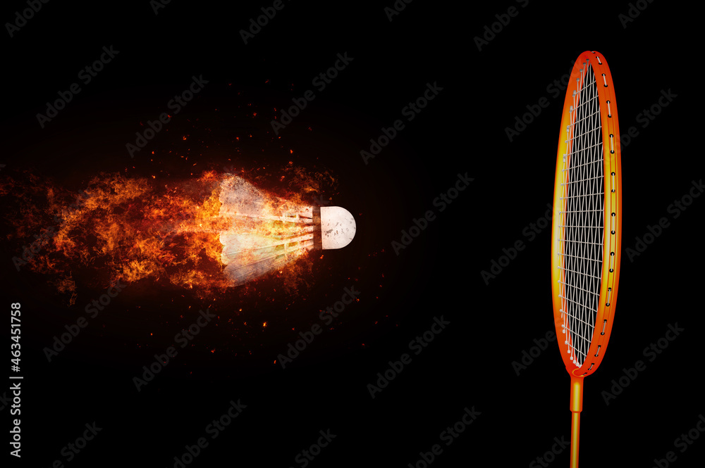 Shuttlecock in fire for badminton Stock Photo | Adobe Stock