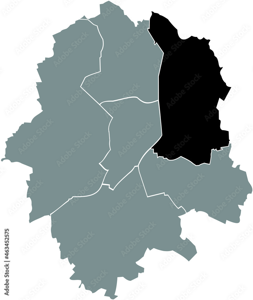 Black location map of the Ost district inside gray urban districts map ...