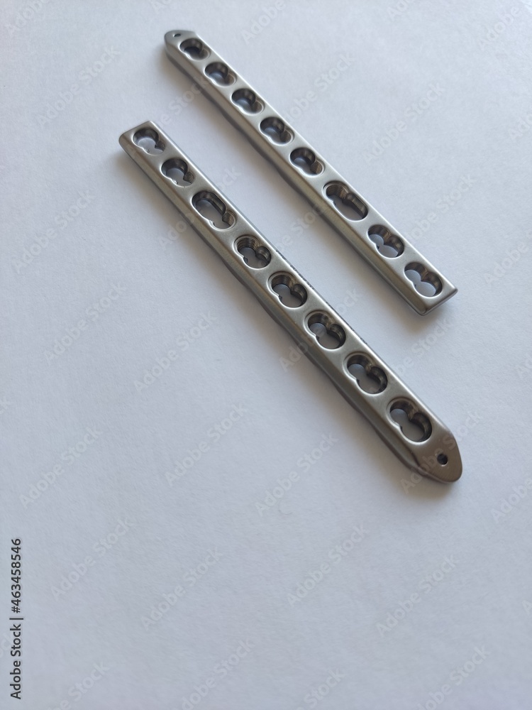 Surgical plates for osteosynthesis in case of bone fractures Stock ...