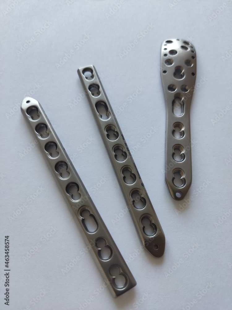 Surgical plates for osteosynthesis in case of bone fractures Stock ...