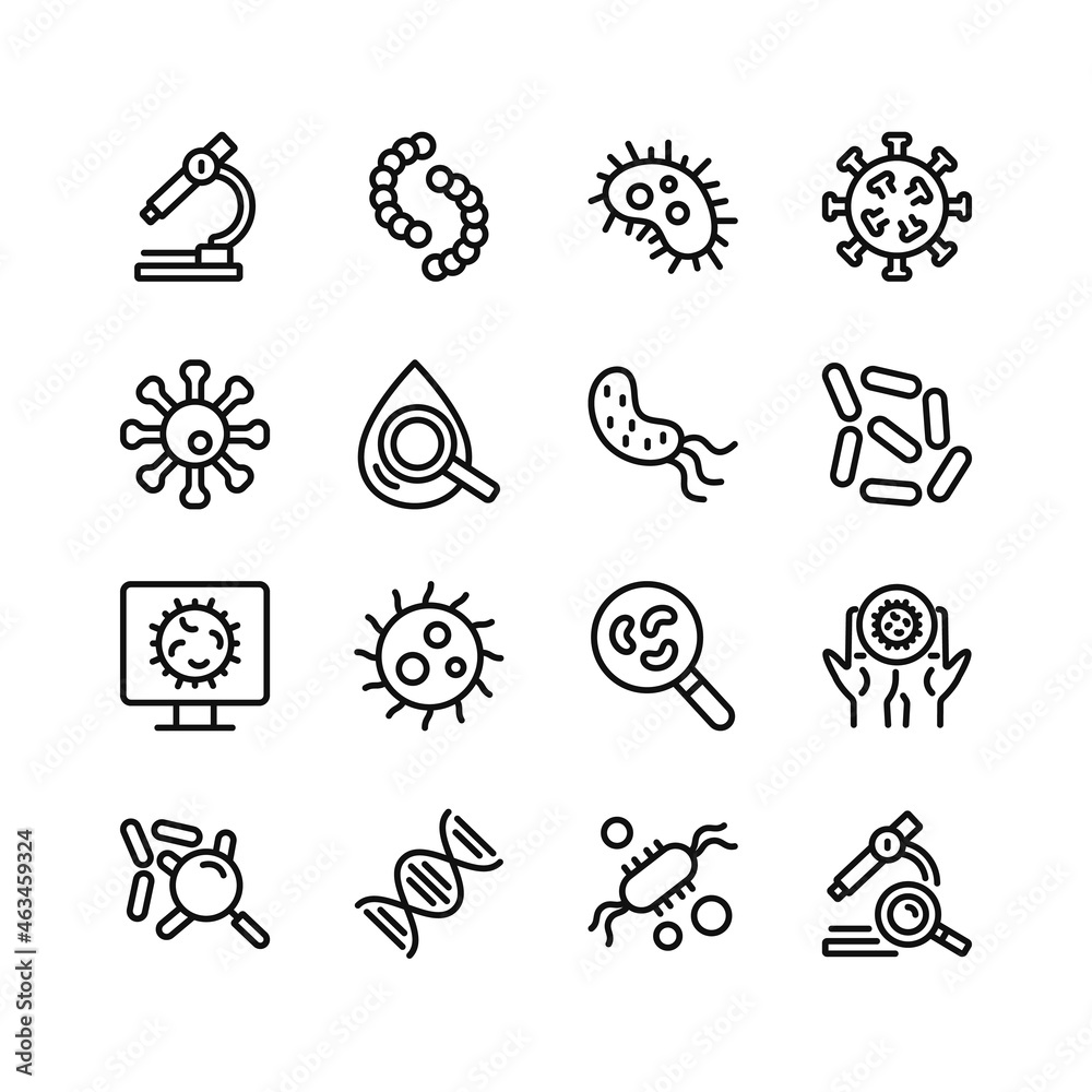Virus line icons. Germs. Set of outline symbols, simple graphic ...