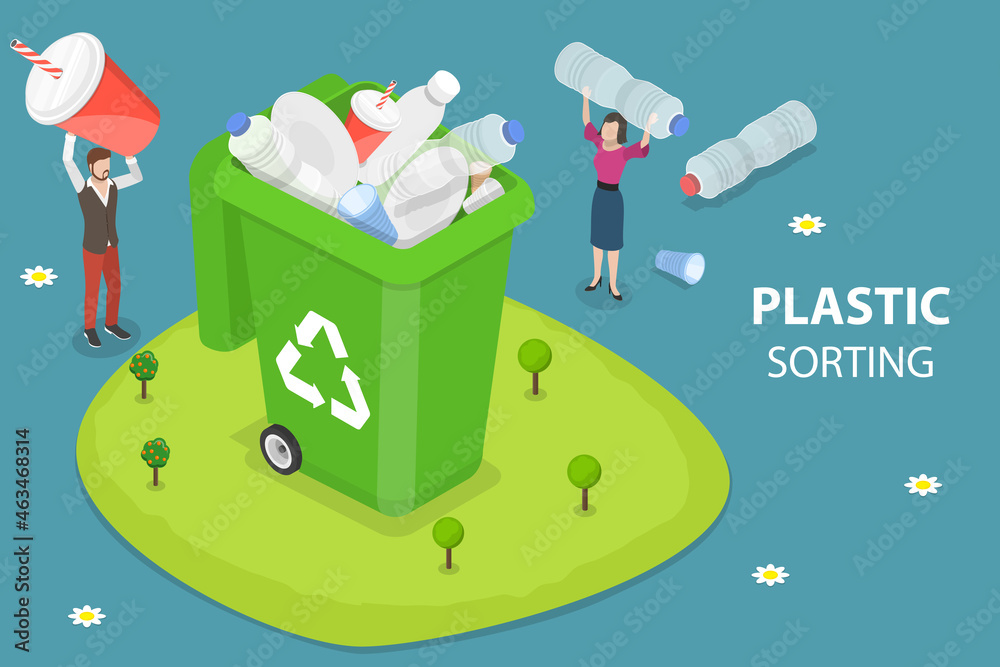 3D Isometric Flat Vector Conceptual Illustration of Plastic Garbage ...