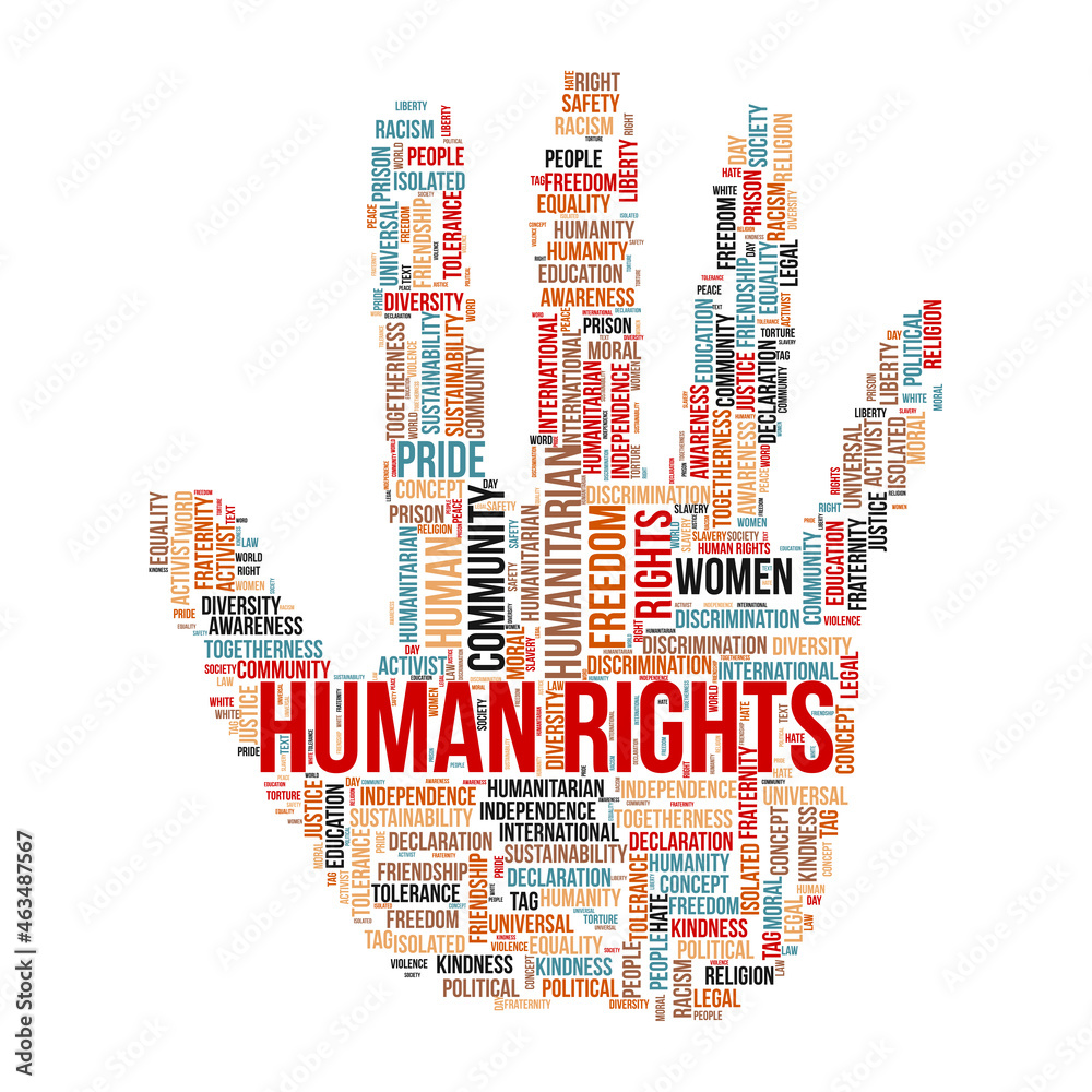Human rights word cloud concept with hand symbol. Stock Vector | Adobe ...