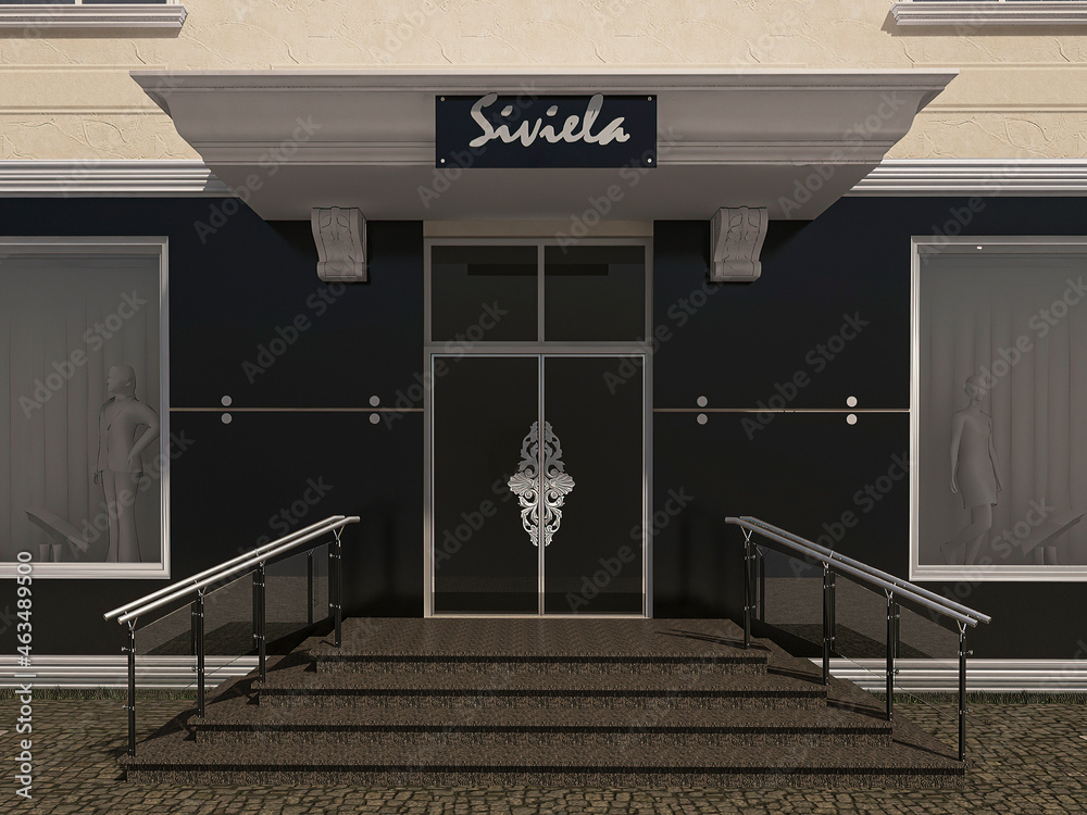 3d render of a building facade concept. The architecture of the ...