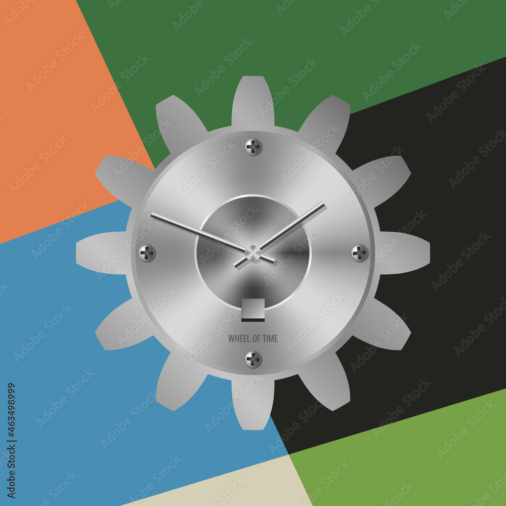 Wheel of Time. Gearwheel style decorative wall clock. Vector ...