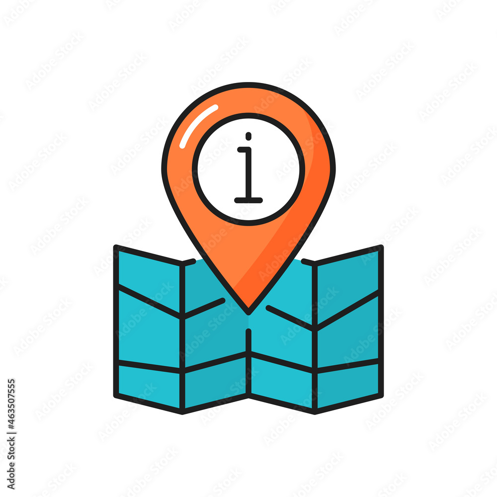 Gps location pin, destination arrow on travel map isolated line icon ...