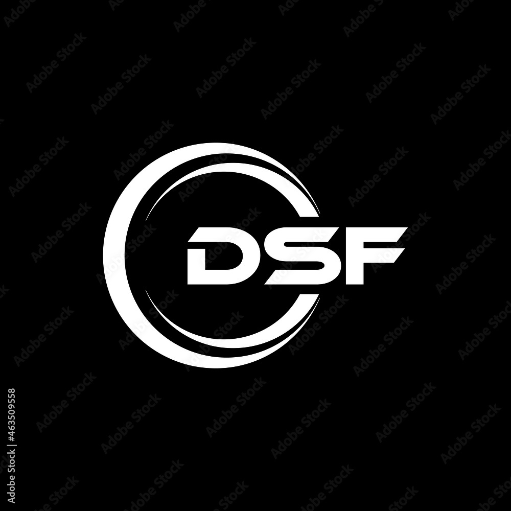 DSF letter logo design with black background in illustrator, vector ...