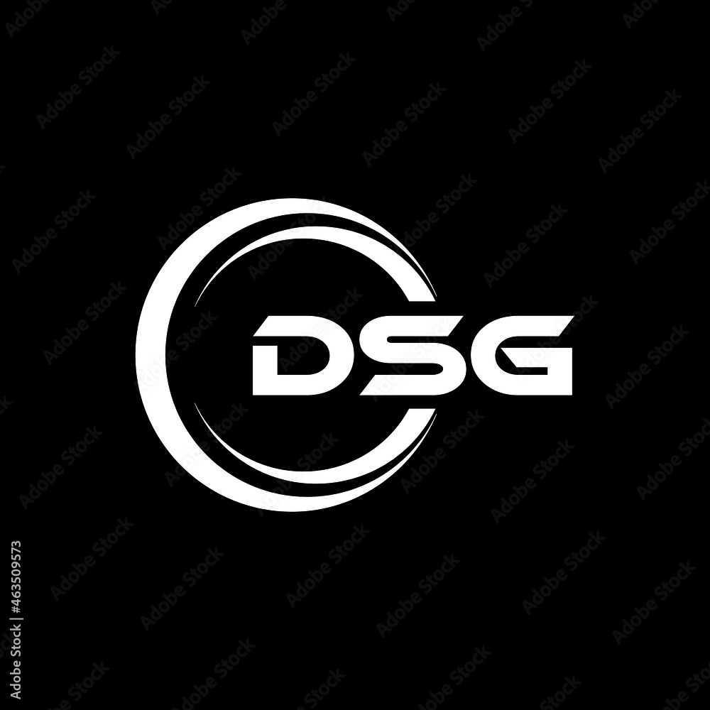 Vetor do Stock: DSG letter logo design with black background in ...