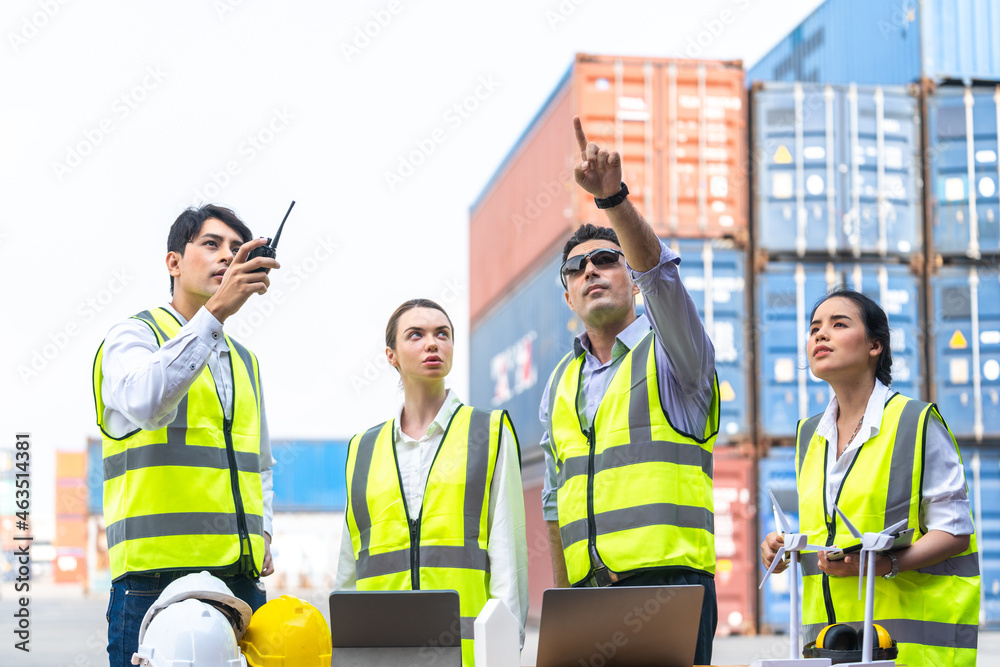 Group of Diversity factory worker people man and woman standing in ...