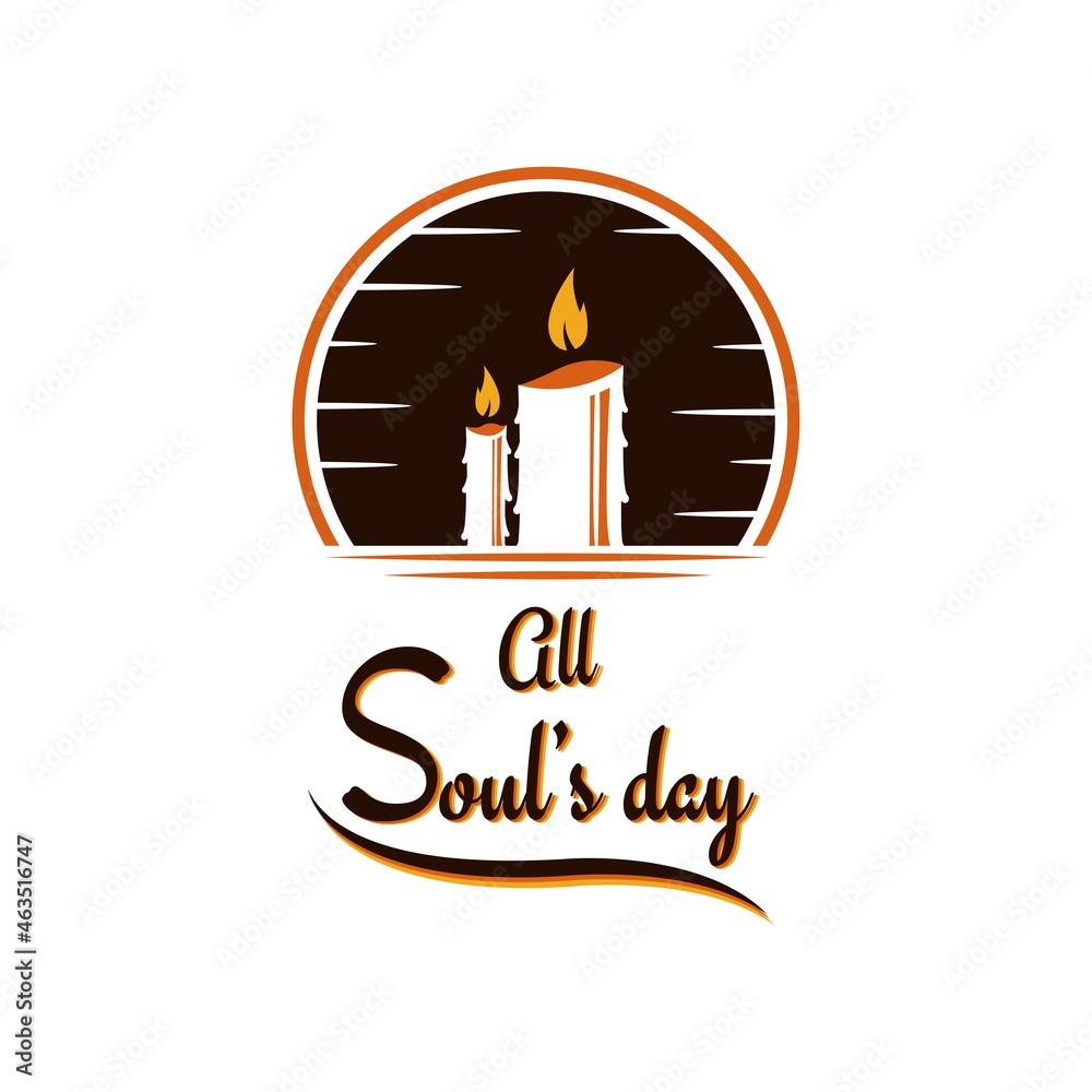All Souls Day Vector Illustration. With candle and candlelight icon ...