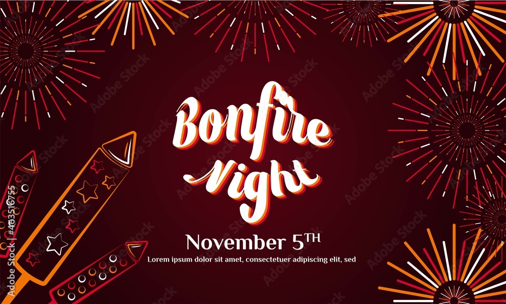 Bonfire Night Flayer. Guy Fawkes Day Background or Greeting Card Design ...