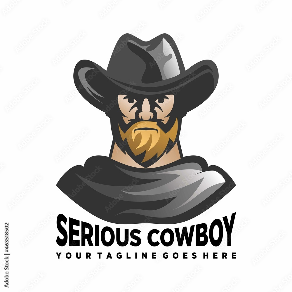 Unique serious cowboy using hat and robe image graphic icon logo design ...