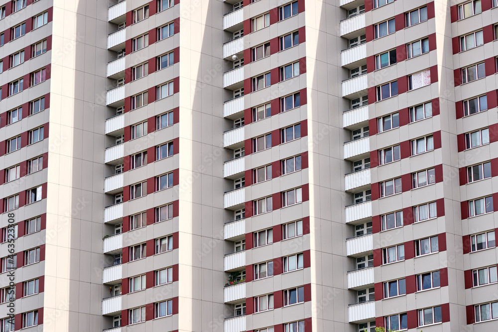 Typical high rise apartment building in the former eastern part of ...
