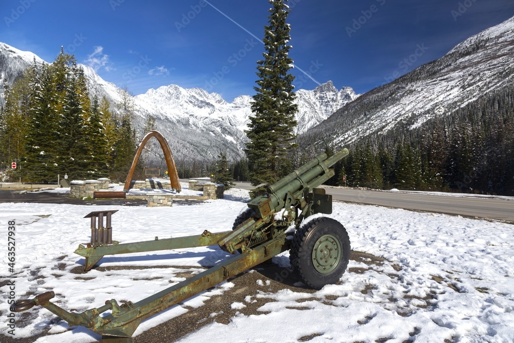 Rogers Pass Monument Artillery Canon used to Control Avalanches with ...