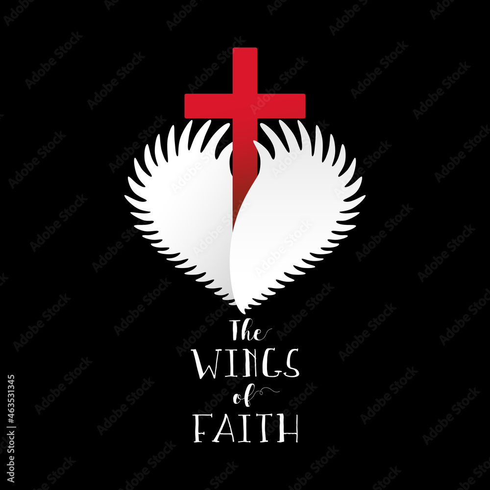 Christian logo consept. The wings of faith. Paper heart as wings and ...