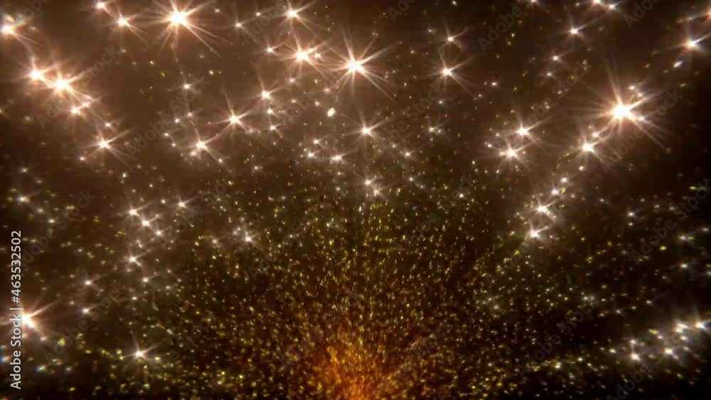 A glittering and twinkling golden stars traveling with a black ...