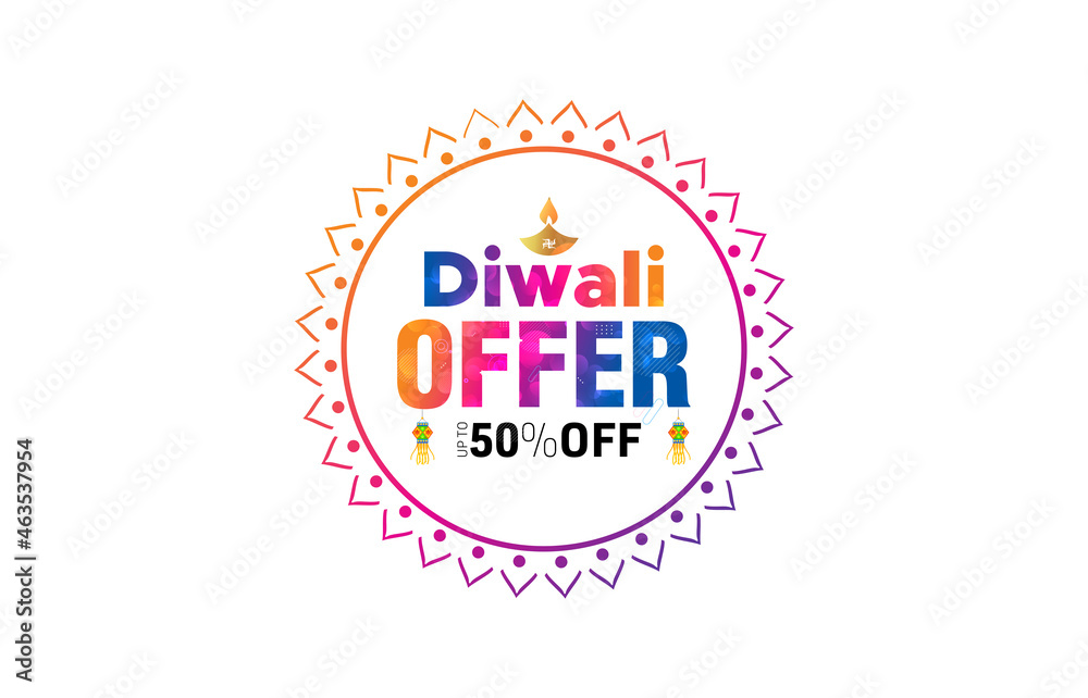 Diwali wishing card with Sales promotion banner offer gift tag and ...