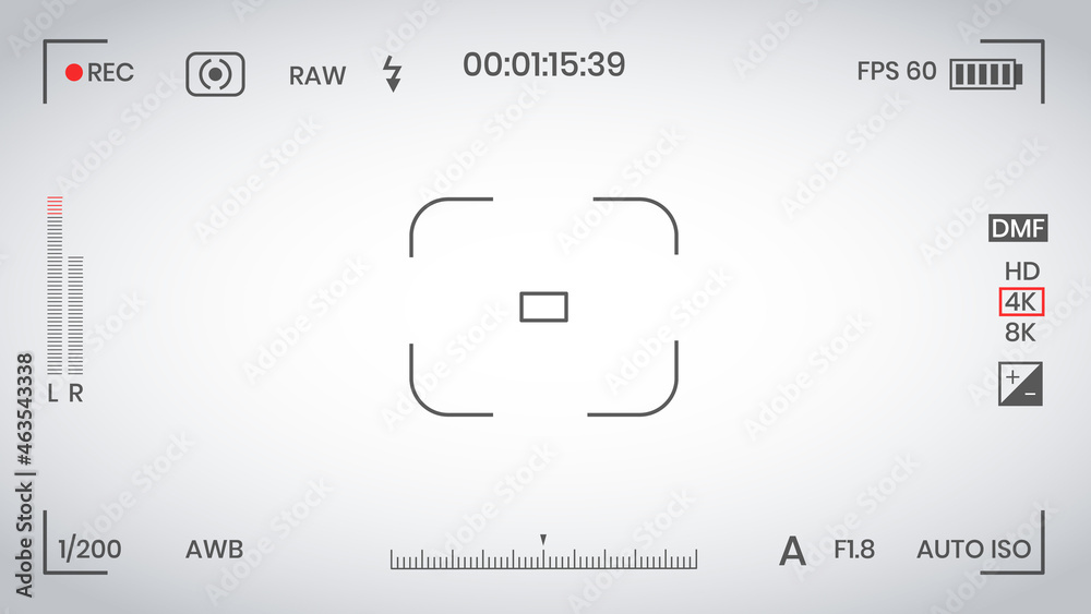 Camera viewfinder video or photo frame recorder flat style design ...