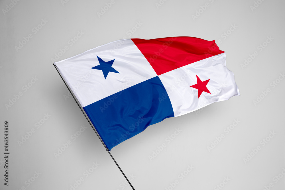 Panama flag isolated on white background. close up waving flag of Panama. flag symbols of Panama ...