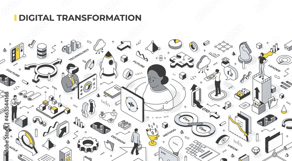 Digital Transformation Isometric Illustration Stock Vector | Adobe Stock