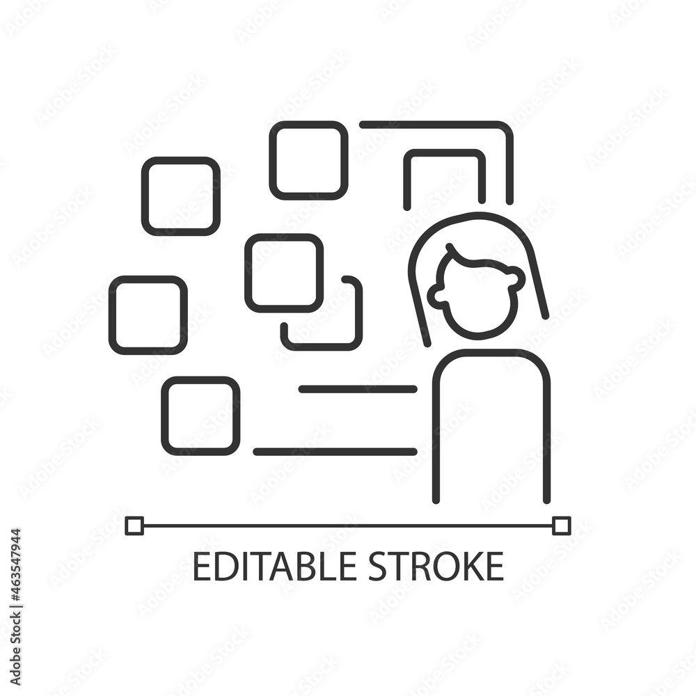 Derealization linear icon. Symptom of panic attack. Depersonalization ...