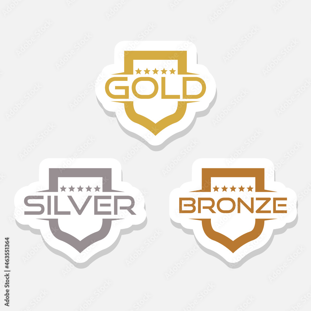 Set of rank emblems. Gold, silver, bronze sticker Stock Vector | Adobe ...