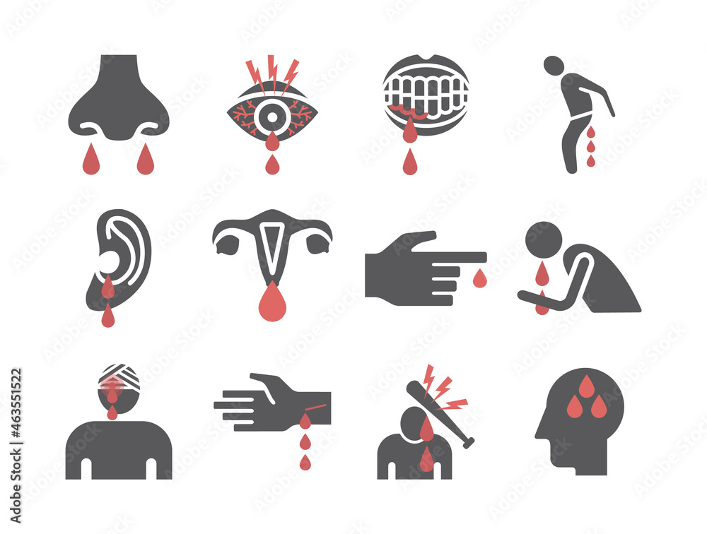 Bleeding icons set. Infographic. Vector signs for web graphics. Stock ...