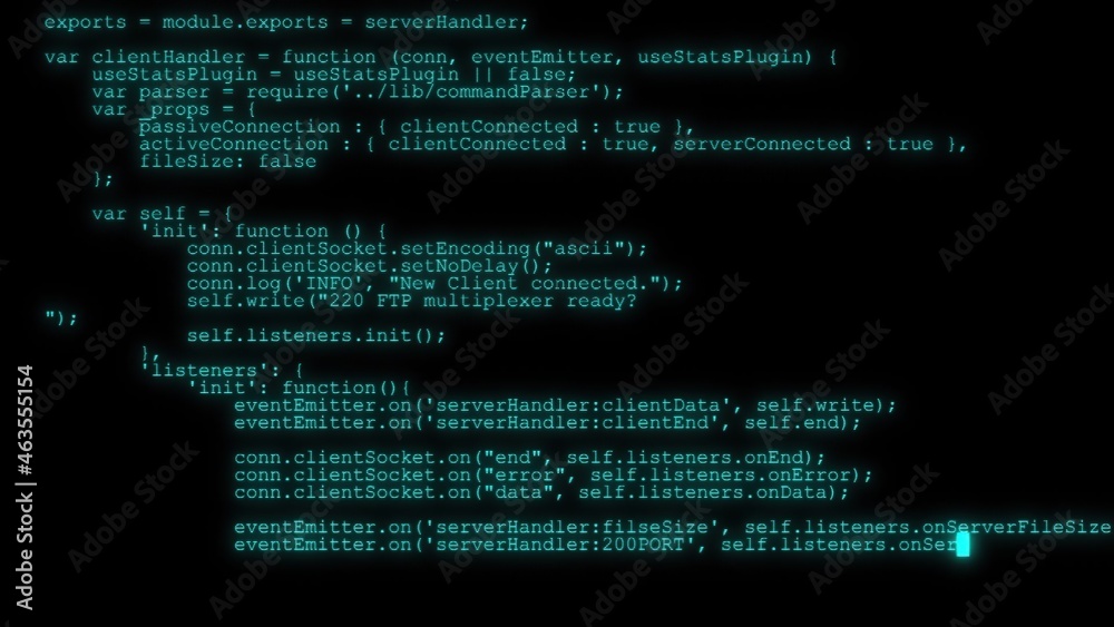 3d illustration - Hacker code running down a computer screen terminal ...