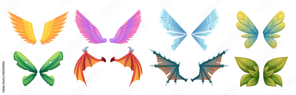 Mythology wings. Fantasy flying creatures monsters medieval fairy tale ...