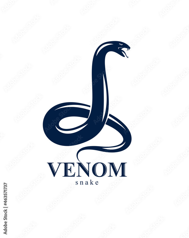 Snake vector logo emblem or tattoo, deadly poison dangerous serpent ...