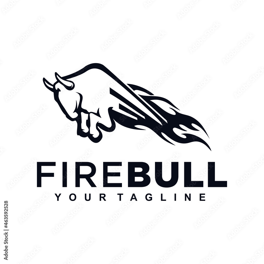 Black Fire Bull Logo Design Template Inspiration idea Stock Vector ...