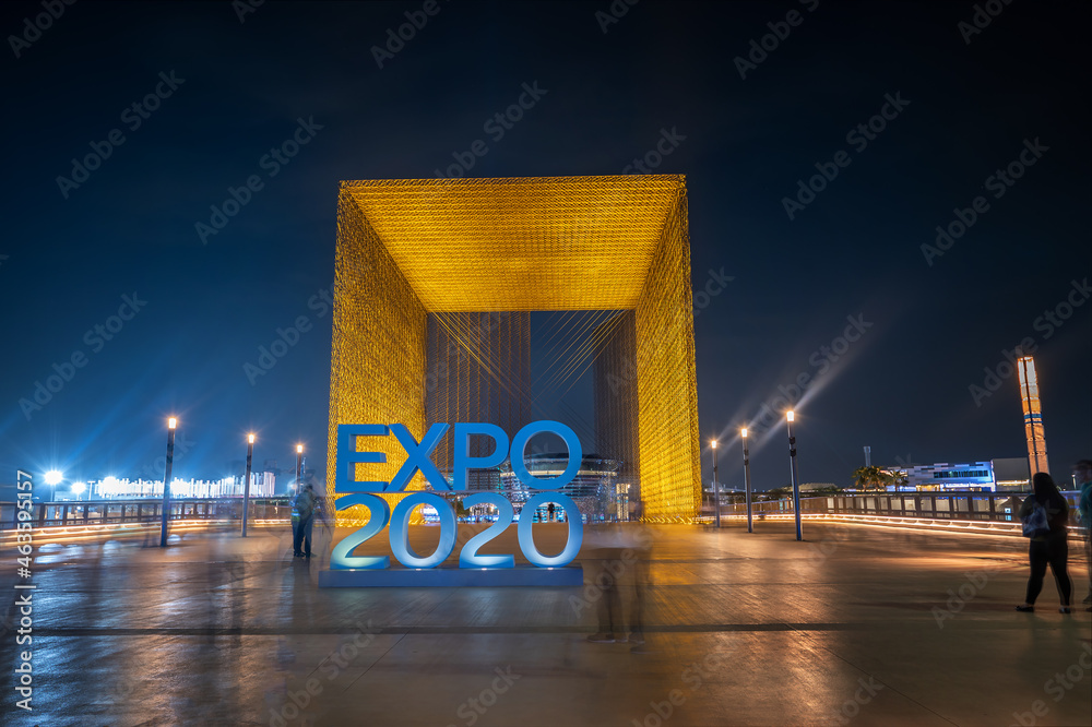Dubai, United Arab Emirates - October 3, 2020: Dubai EXPO 2020 sign and ...