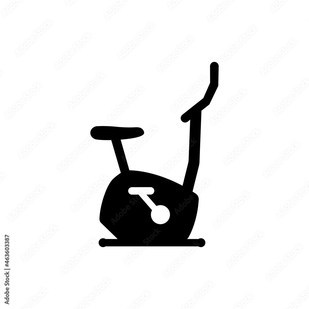 Stationary bike icon, sport and equipment, exercise bicycle sign. Black ...