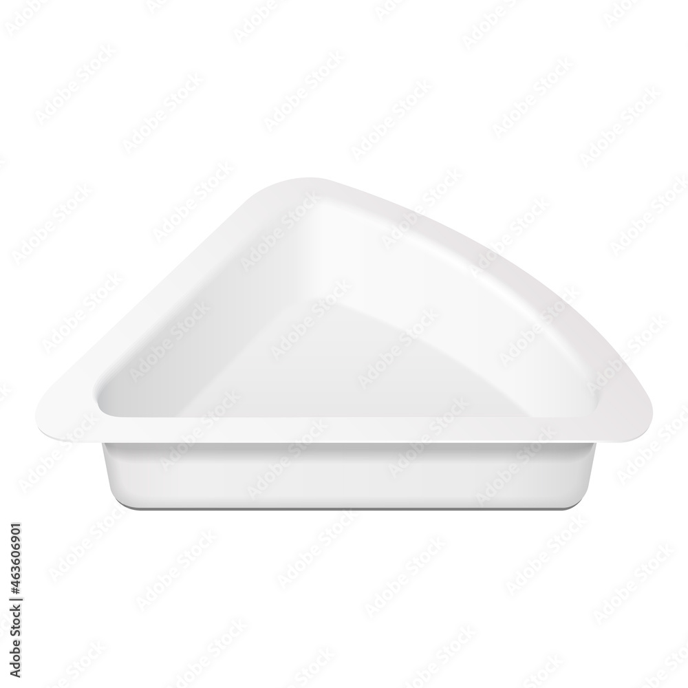 Mockup Triangle Empty Blank Cheese, Curd Plastic Food Tray Container ...