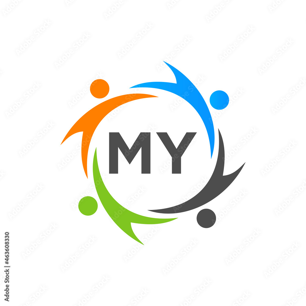 Charity Logo Template On Letter MY, Initial Unity Foundation Human Logo ...