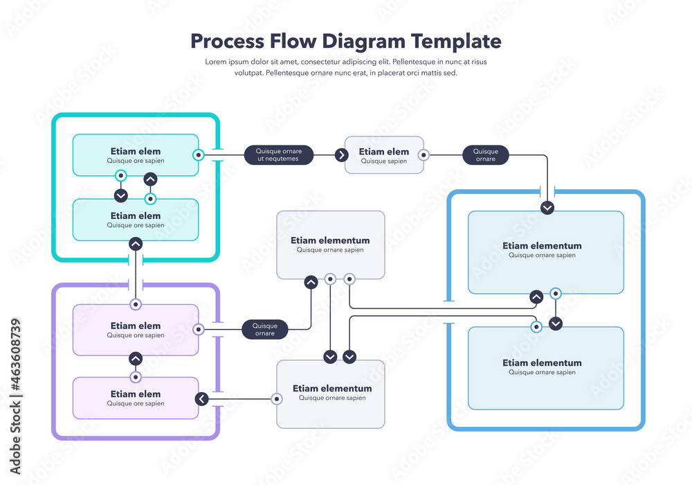 Modern infographic for process flow diagram. Flat design, easy to use ...