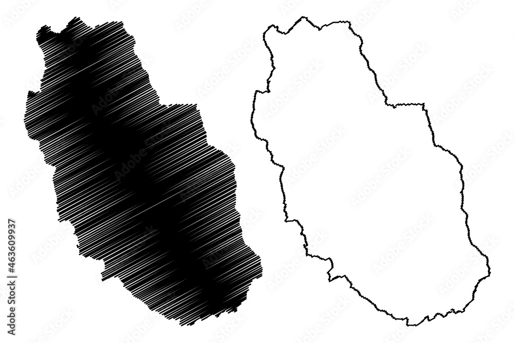 Mandi district (Himachal Pradesh State, Republic of India) map vector ...