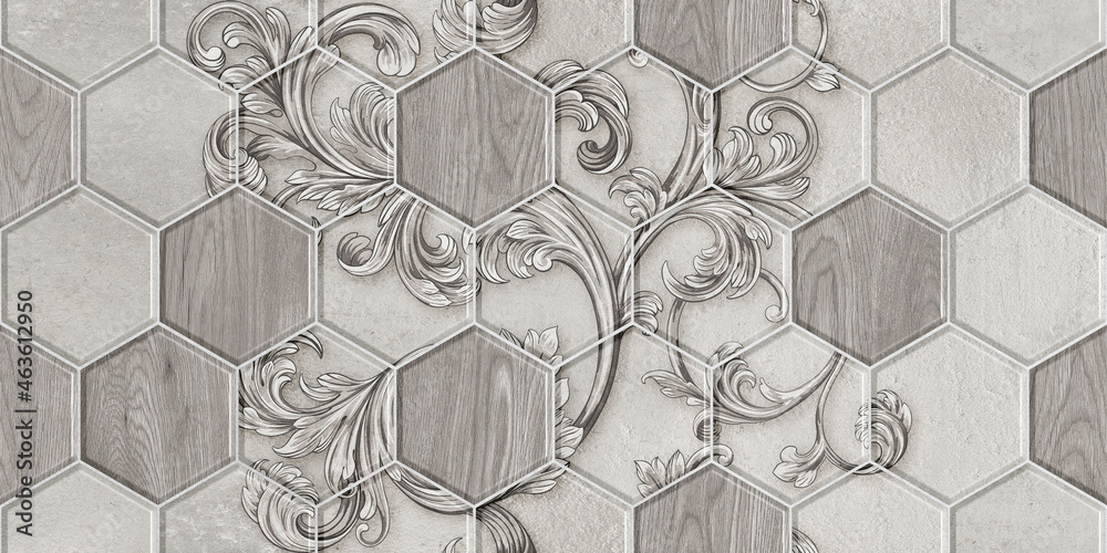 Digital colorful wall tile design for washroom and kitchen. Wood and ...