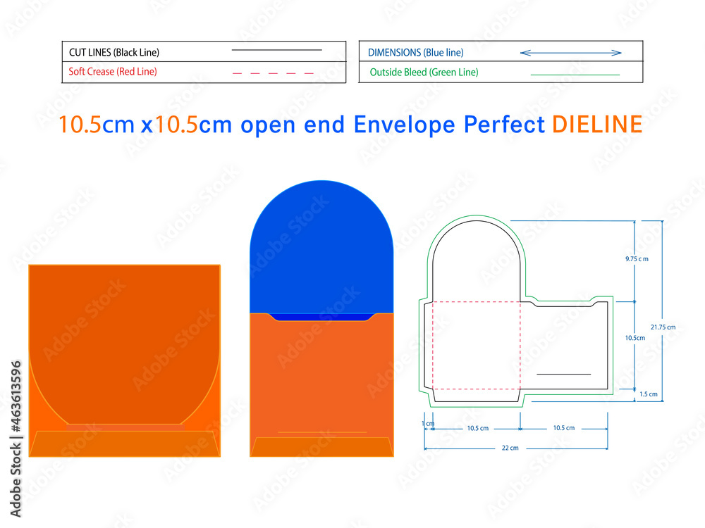 Custom card envelope dieline template and 3D vector envelope Stock ...