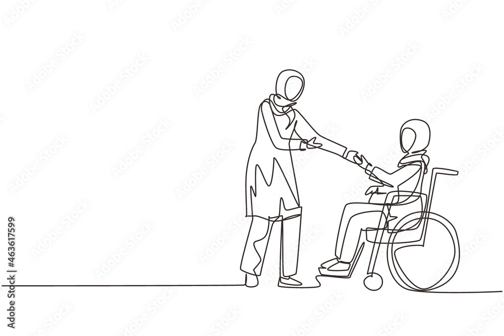 Continuous one line drawing disability employment, work for disabled ...